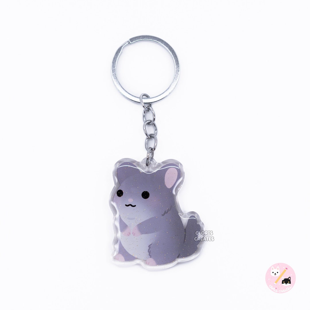 Gray Chinchilla Acrylic Pet Breed Keychain | Cartoon Kawaii Rodent ...
