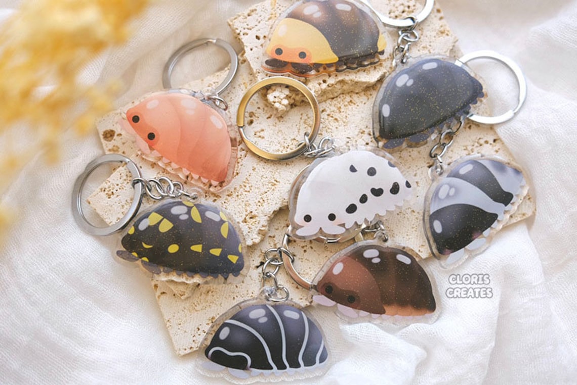 Gestroi Isopod Roly Poly Insect Bug Keychain | Cartoon Chibi Pet Art ...