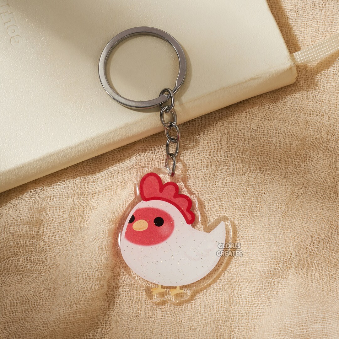 White Chicken Acrylic Bird Breed Keychain Cartoon Kawaii Art - Etsy