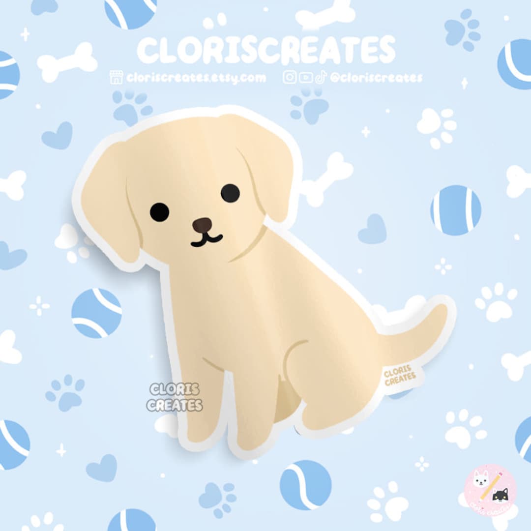 Yellow Labrador Retriever Dog Breed Waterproof Vinyl Sticker | Kawaii ...