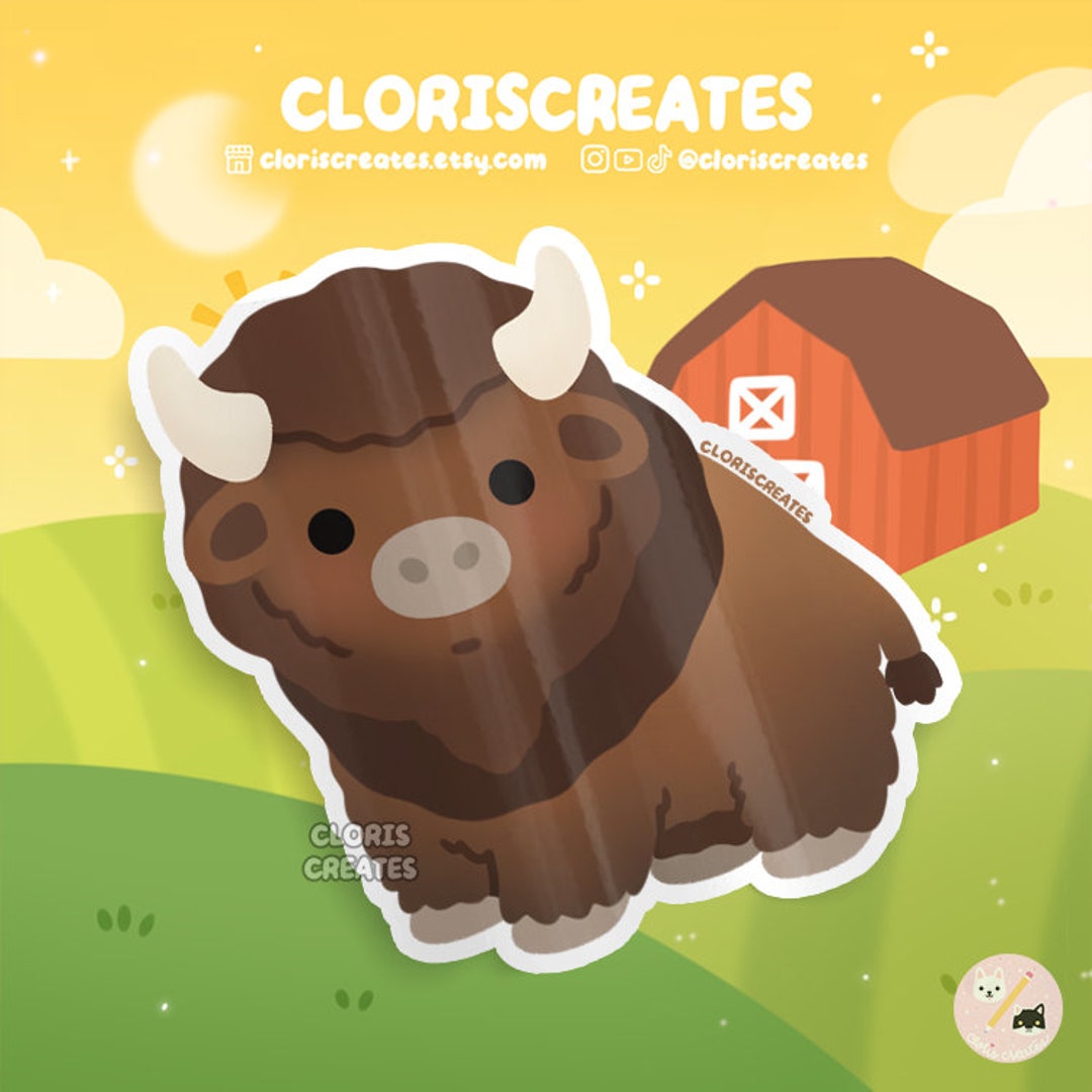 Bison Waterproof Vinyl Sticker | Kawaii Chibi Petting Zoo Souvenir ...