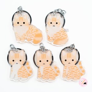 Orange Tabby Maine Coon Cat Acrylic Pet Breed Keychain | Cartoon Chibi ...