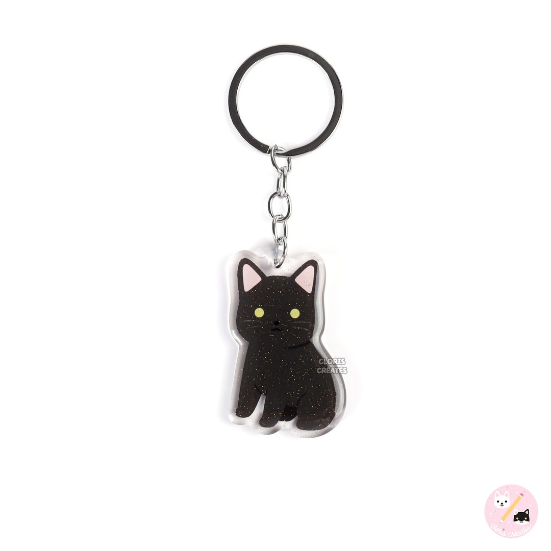 Black Manx Cat Acrylic Pet Breed Keychain | Cartoon Chibi Animal Lover ...
