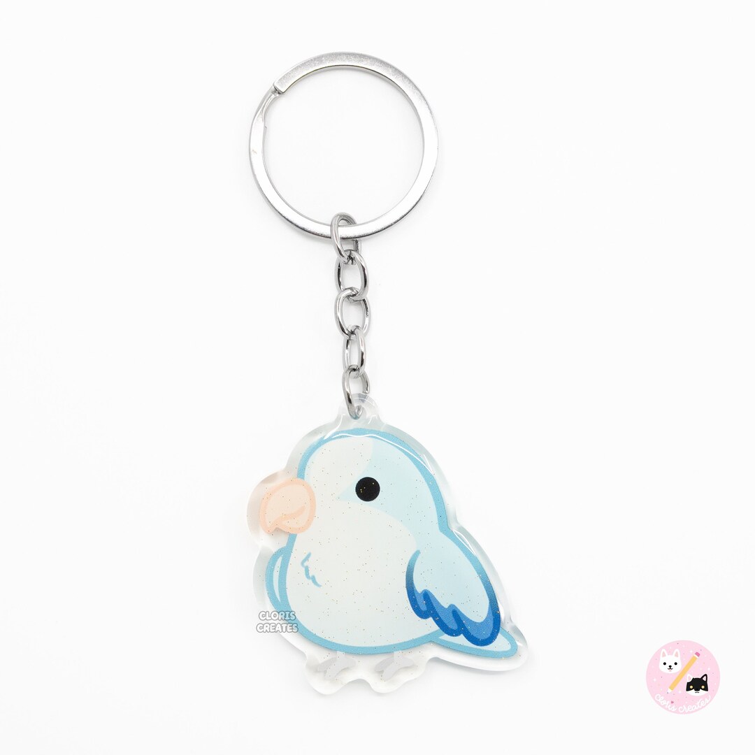 Blue Quaker Monk Parrot Acrylic Bird Breed Keychain | Cartoon Kawaii ...