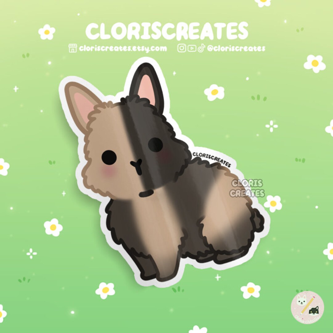 Harlequin Lionhead Rabbit Waterproof Vinyl Sticker | Kawaii Chibi ...