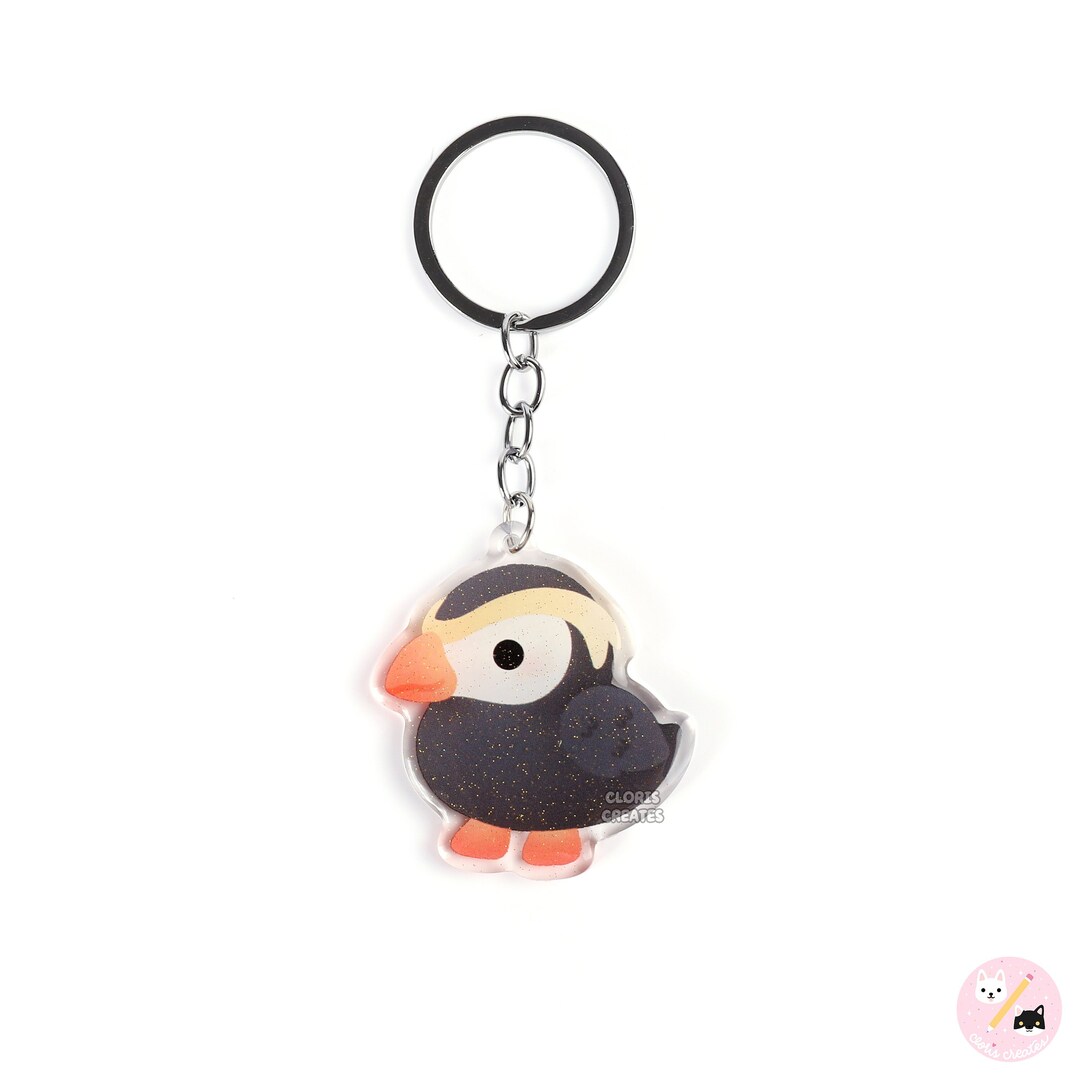 Tufted Puffin Acrylic Glitter Keychain | Kawaii Chibi Wild Seabird ...