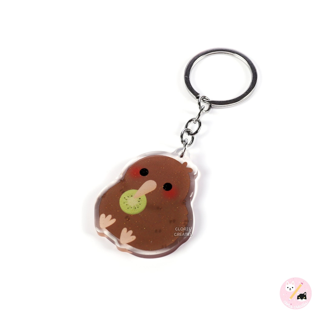 Kiwi Bird Acrylic Glitter Keychain | Kawaii Chibi Wild New Zealand Bird ...
