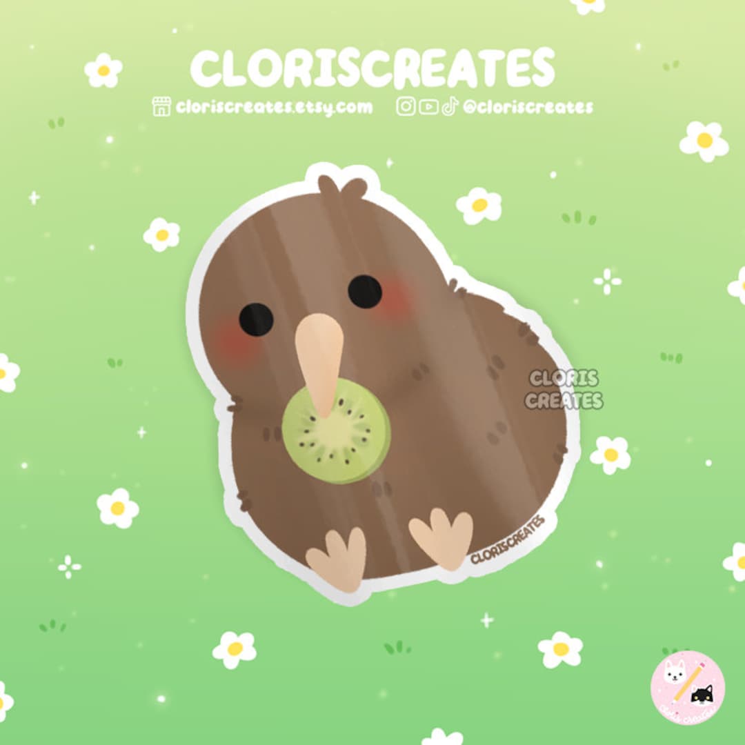 Kiwi Bird Waterproof Vinyl Sticker | Kawaii Chibi Wild Bird Animal ...