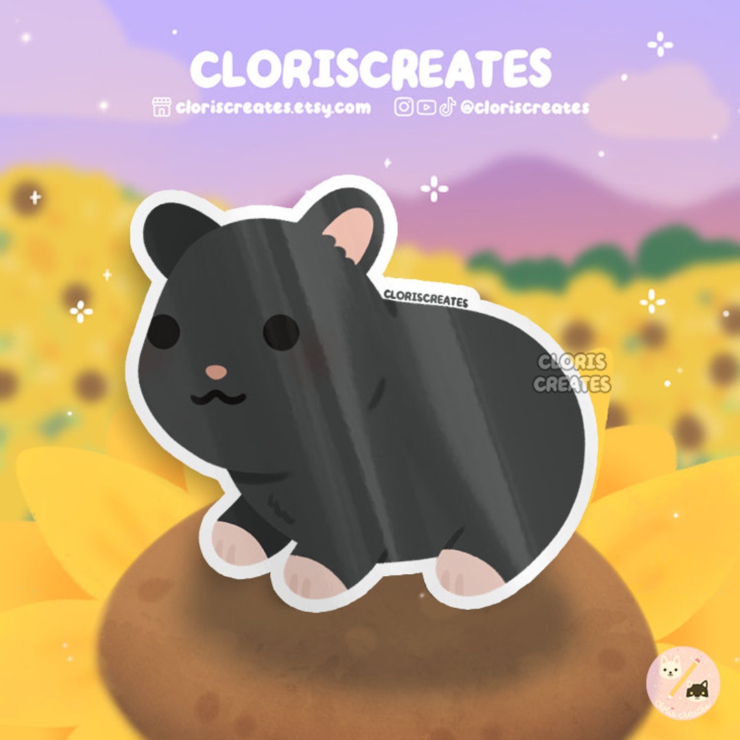 Black Syrian Teddy Bear Hamster Waterproof Vinyl Sticker | Kawaii Chibi ...