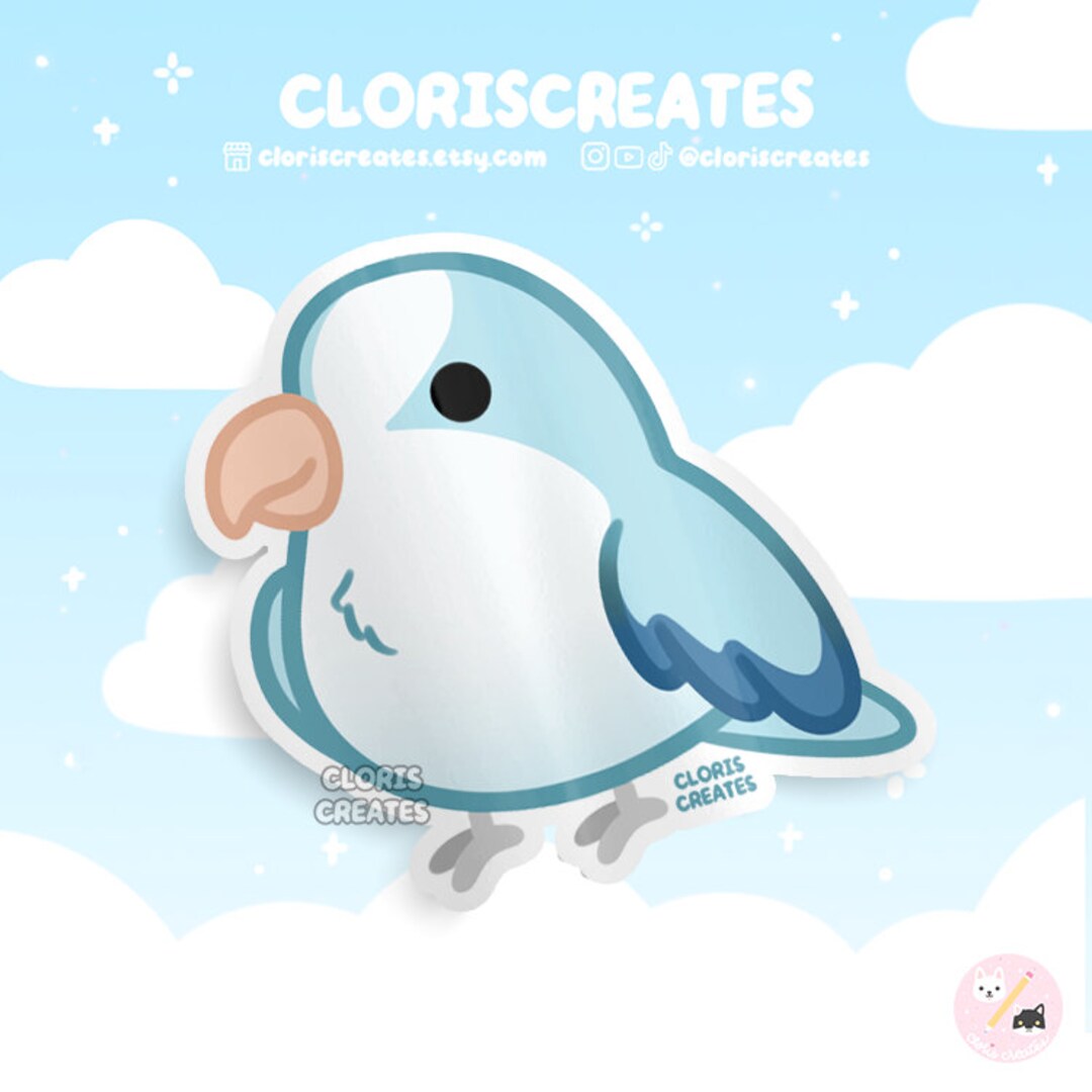 Blue Quaker Parrot Bird Breed Waterproof Vinyl Sticker | Kawaii Chibi ...