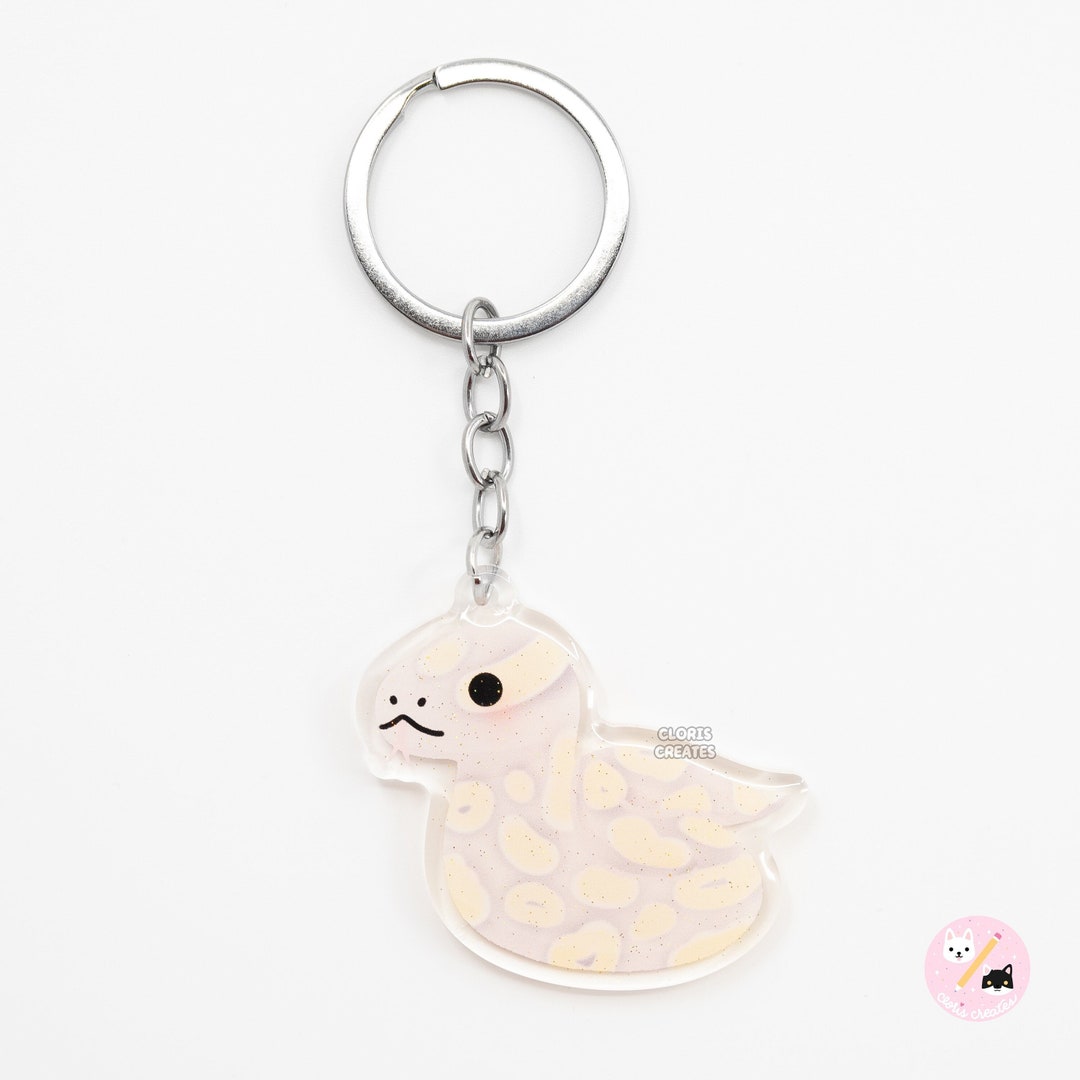 Ghost Ball Python Acrylic Snake Keychain | Cartoon Kawaii Art Exotic ...