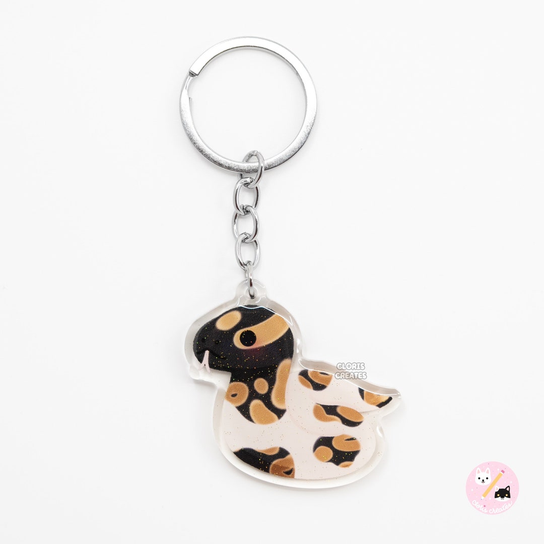 Piebald Ball Python Acrylic Snake Keychain | Cartoon Kawaii Art Exotic ...