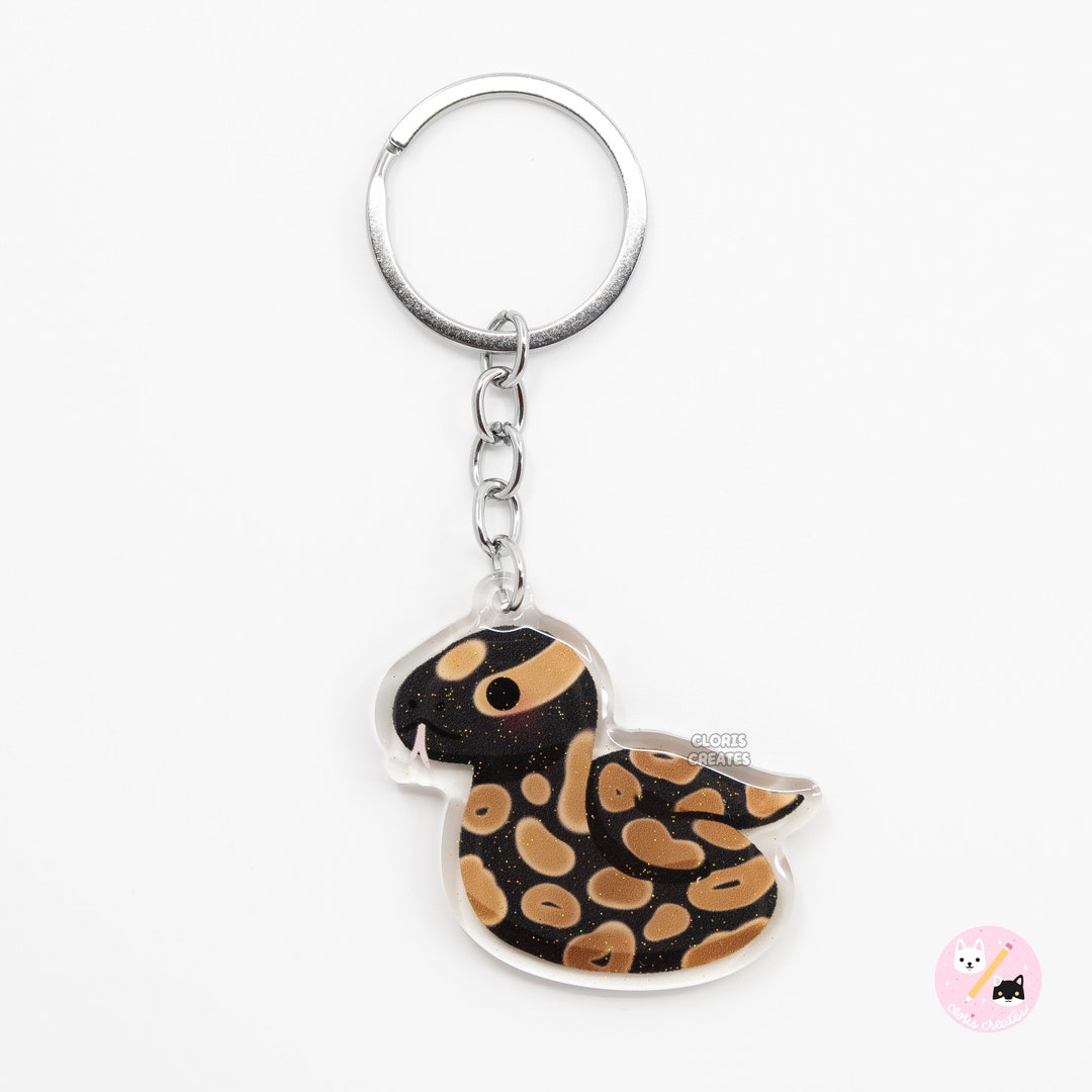 Wild Ball Python Acrylic Snake Keychain | Cartoon Kawaii Art Exotic Pet ...