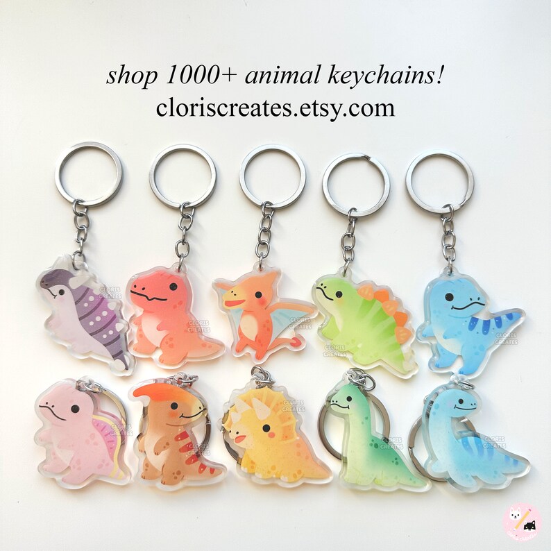 Spinosaurus Pink Dinosaur Acrylic Glitter Keychain | Kawaii Chibi ...