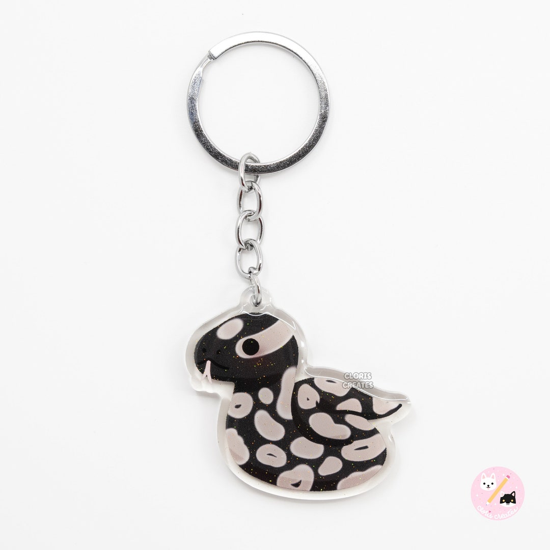 Axanthic Ball Python Acrylic Snake Keychain | Cartoon Kawaii Art Exotic ...