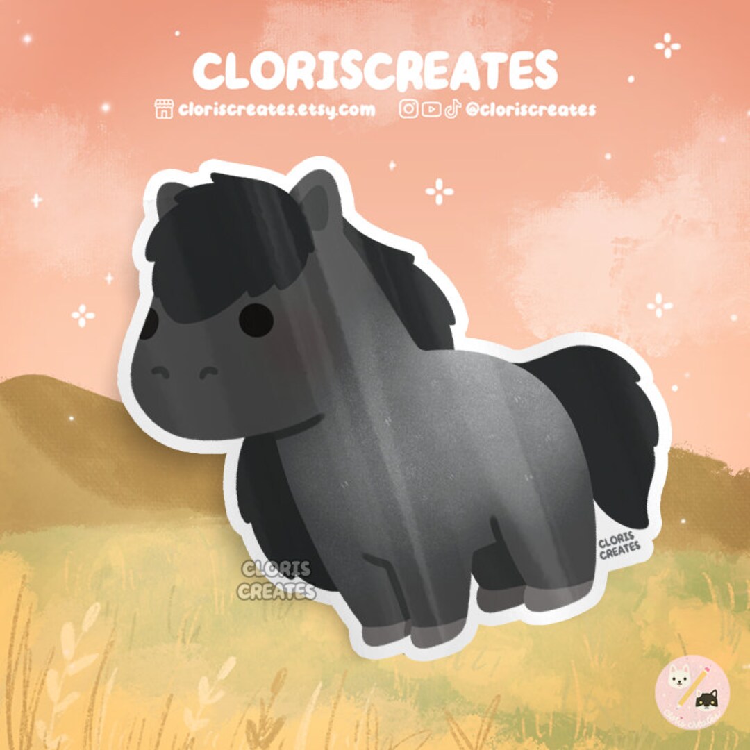 Blue Roan Horse Waterproof Vinyl Sticker Kawaii Chibi Petting Zoo ...