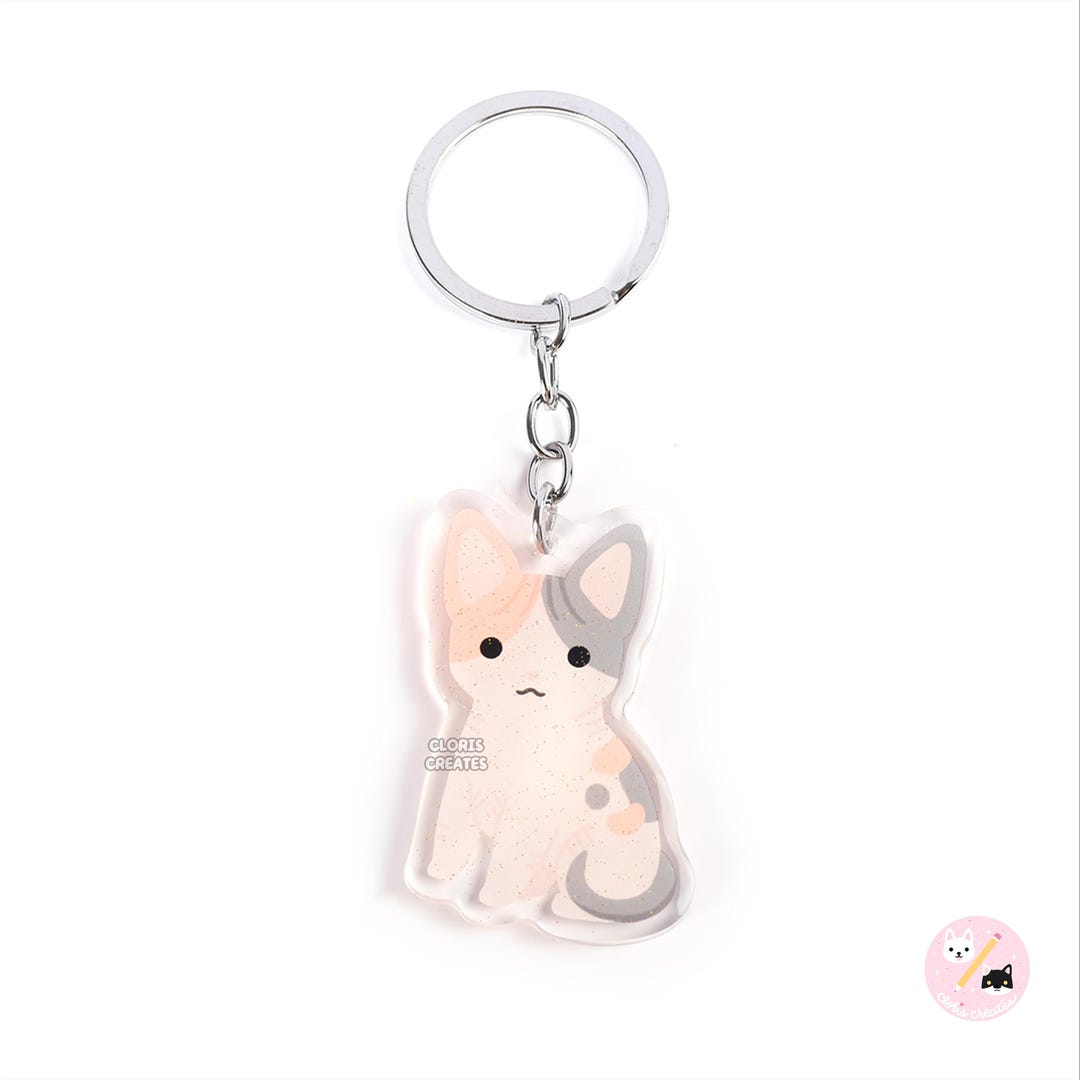 Calico Sphynx Tricolor Hairless Cat Acrylic Pet Breed Keychain ...