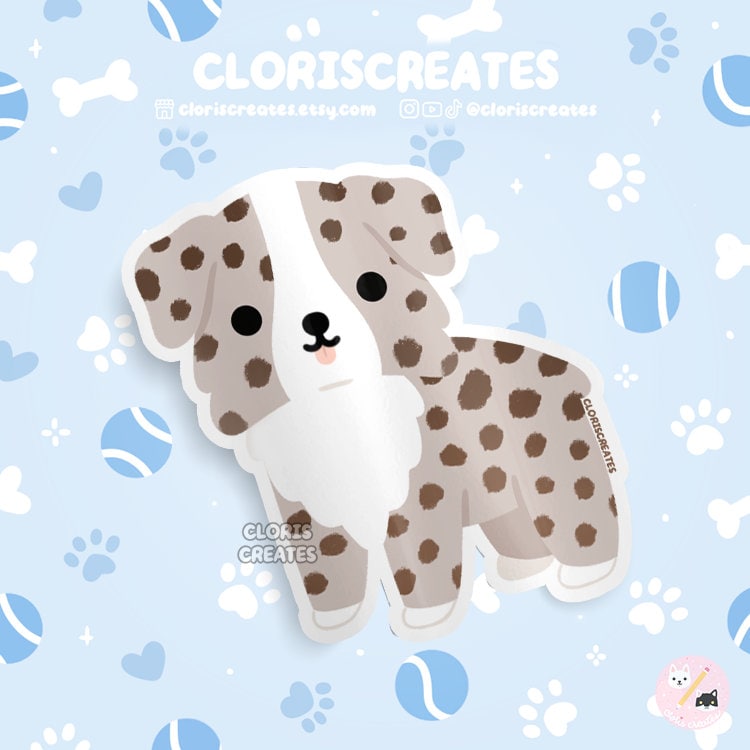 Red Bi Merle Australian Shepherd Aussie Dog Waterproof Vinyl Sticker ...