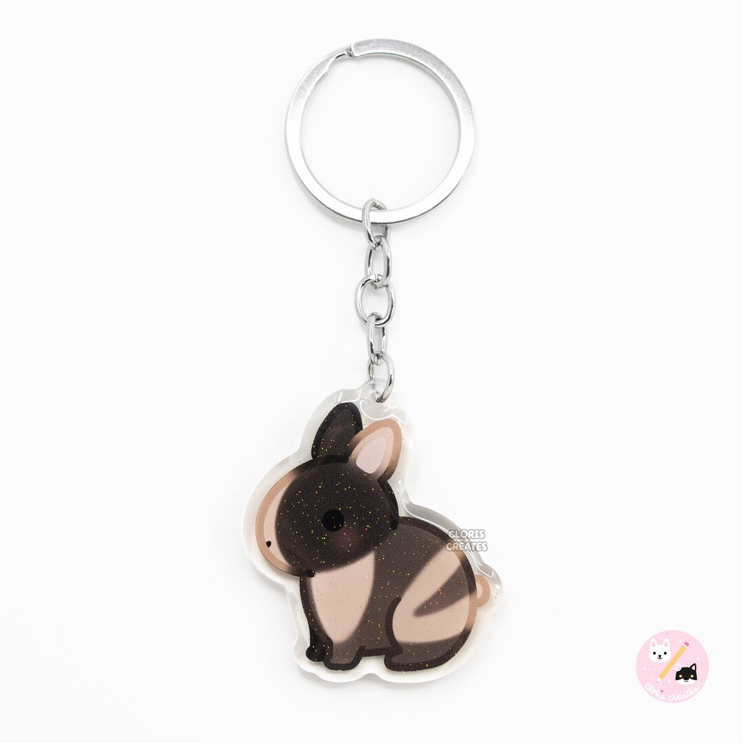 Harlequin Netherland Dwarf Rabbit Acrylic Pet Breed Keychain | Cartoon ...