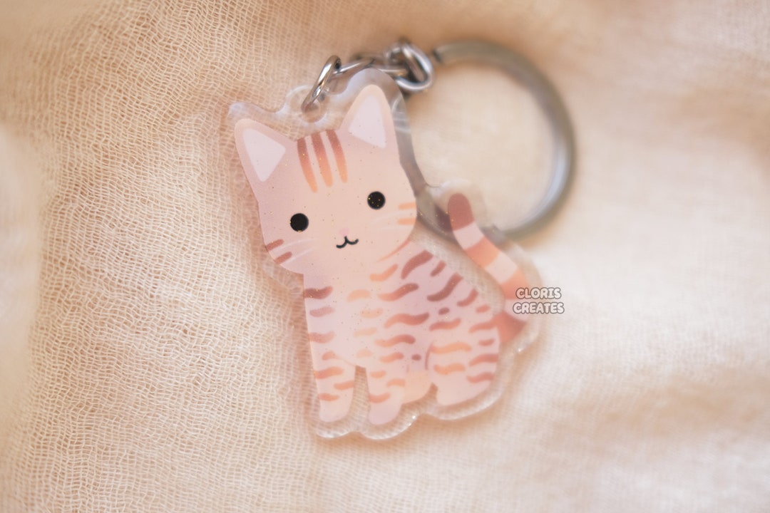 Torbie tortie Tabby Cat Acrylic Pet Breed Keychain Cartoon Chibi Art ...