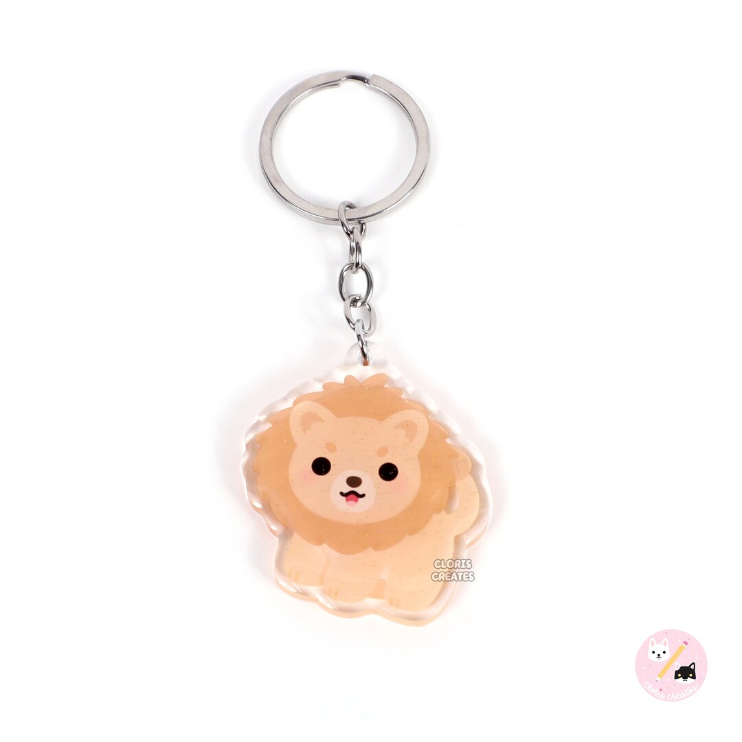 Lion Acrylic Glitter Keychain | Kawaii Chibi Animal Lover Wildcat Art ...