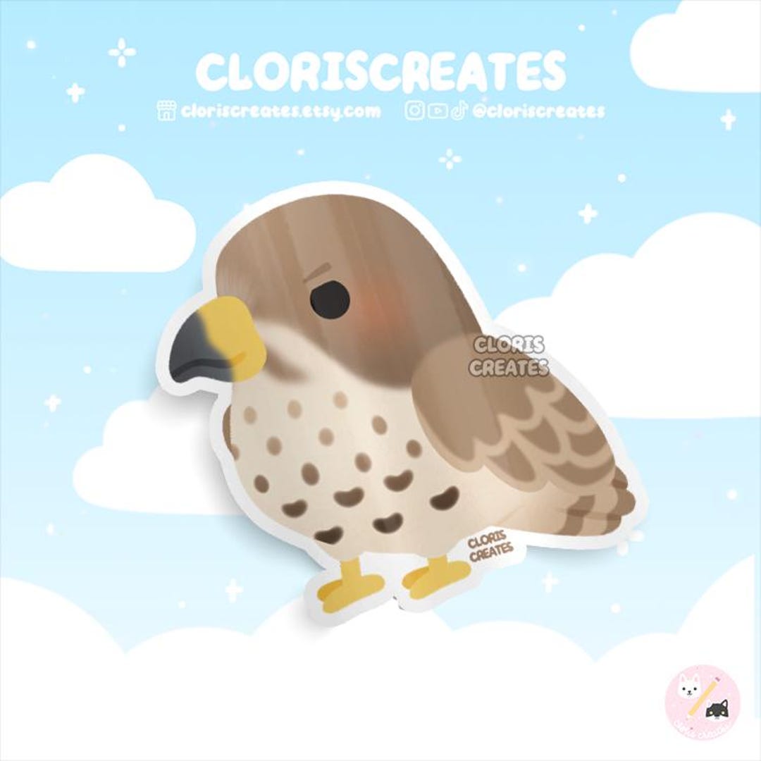 Prairie Falcon Animal Waterproof Vinyl Sticker | Kawaii Chibi Raptor ...