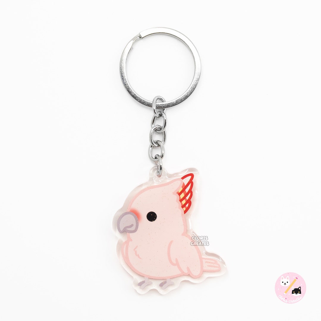 Major Mitchell Cockatoo Acrylic Bird Breed Parrot Keychain | Cartoon ...