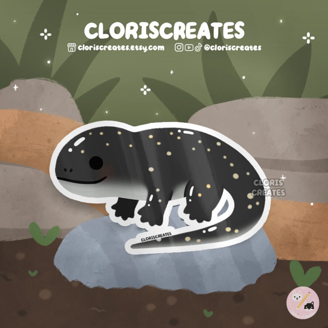 Slimy Salamander Lizard Waterproof Vinyl Sticker | Kawaii Chibi Animal ...