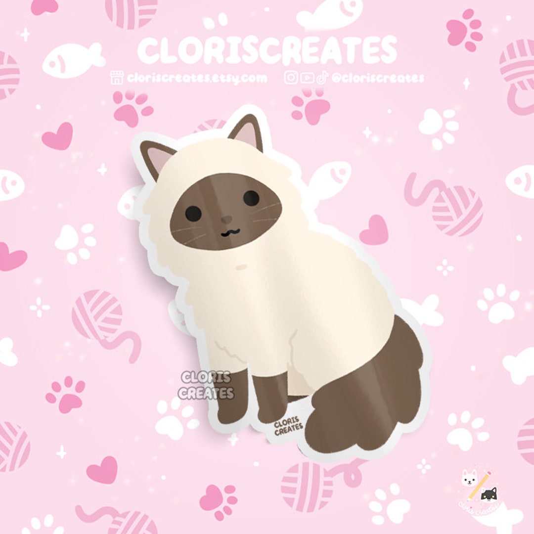 Chocolate Point Ragdoll Cat Waterproof Vinyl Sticker | Kawaii Chibi ...