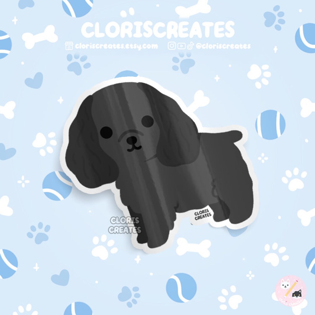 Black Cocker Spaniel Dog Breed Waterproof Vinyl Sticker | Kawaii Chibi ...