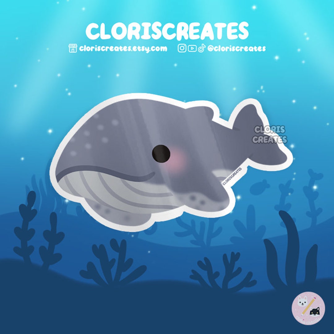 Humpback Whale Waterproof Vinyl Sticker | Kawaii Chibi Marine Animal ...