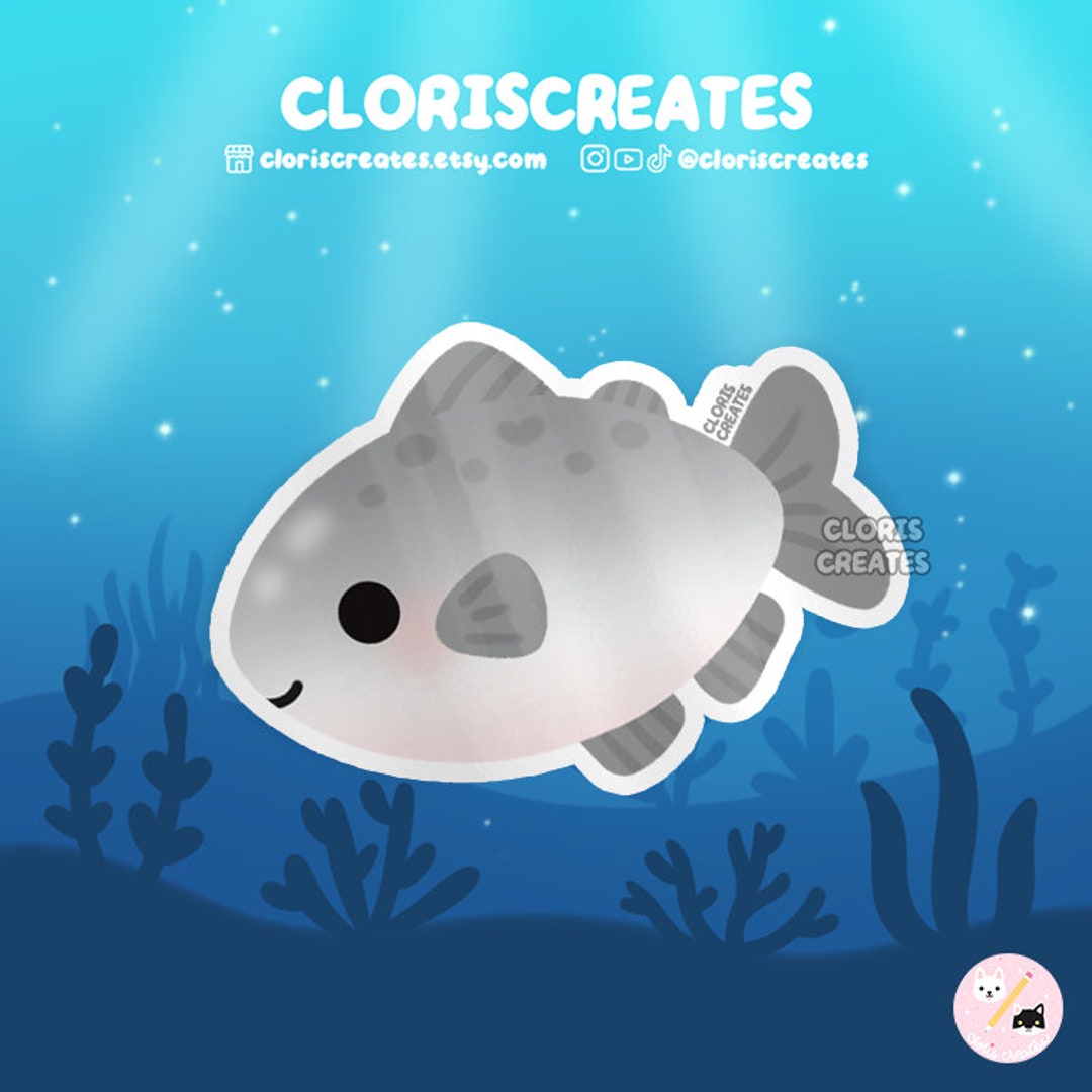Salmon Fish Waterproof Vinyl Sticker | Kawaii Chibi Marine Aquatic ...