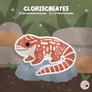 Red Tegu Lizard Waterproof Vinyl Sticker | Kawaii Chibi Animal Lover ...