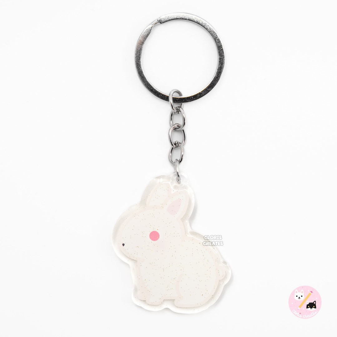Ruby Eyed White Netherland Dwarf Rabbit Acrylic Pet Breed Keychain ...