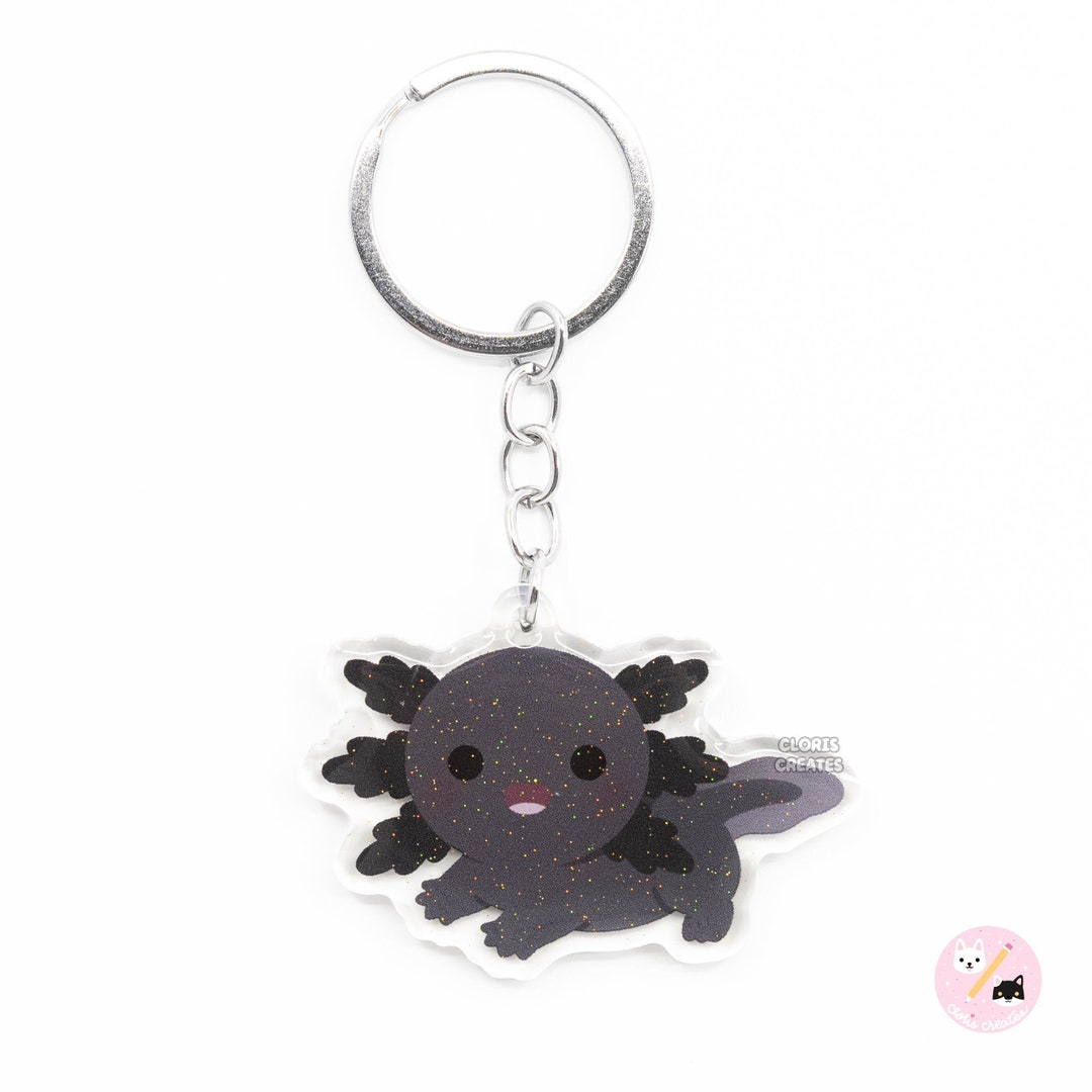 Melanoid Black Axolotl Mexican Salamander Acrylic Lizard Keychain ...