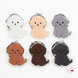 Black Toy Poodle Dog Breed Acrylic Keychain | Cartoon Kawaii Art Puppy ...