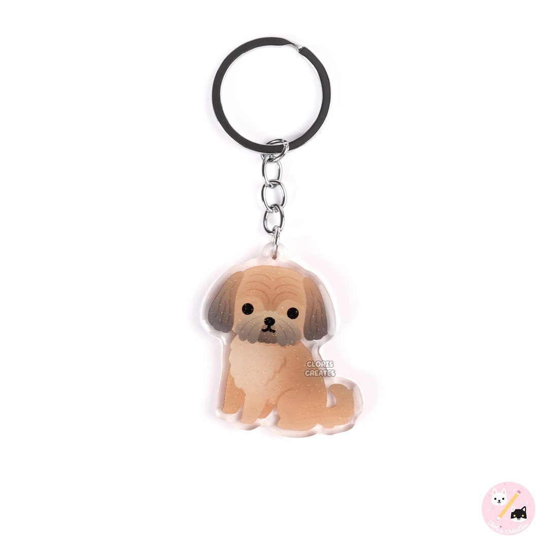 Red Shih Tzu Dog Breed Clear Acrylic Keychain | Cartoon Kawaii Animal ...