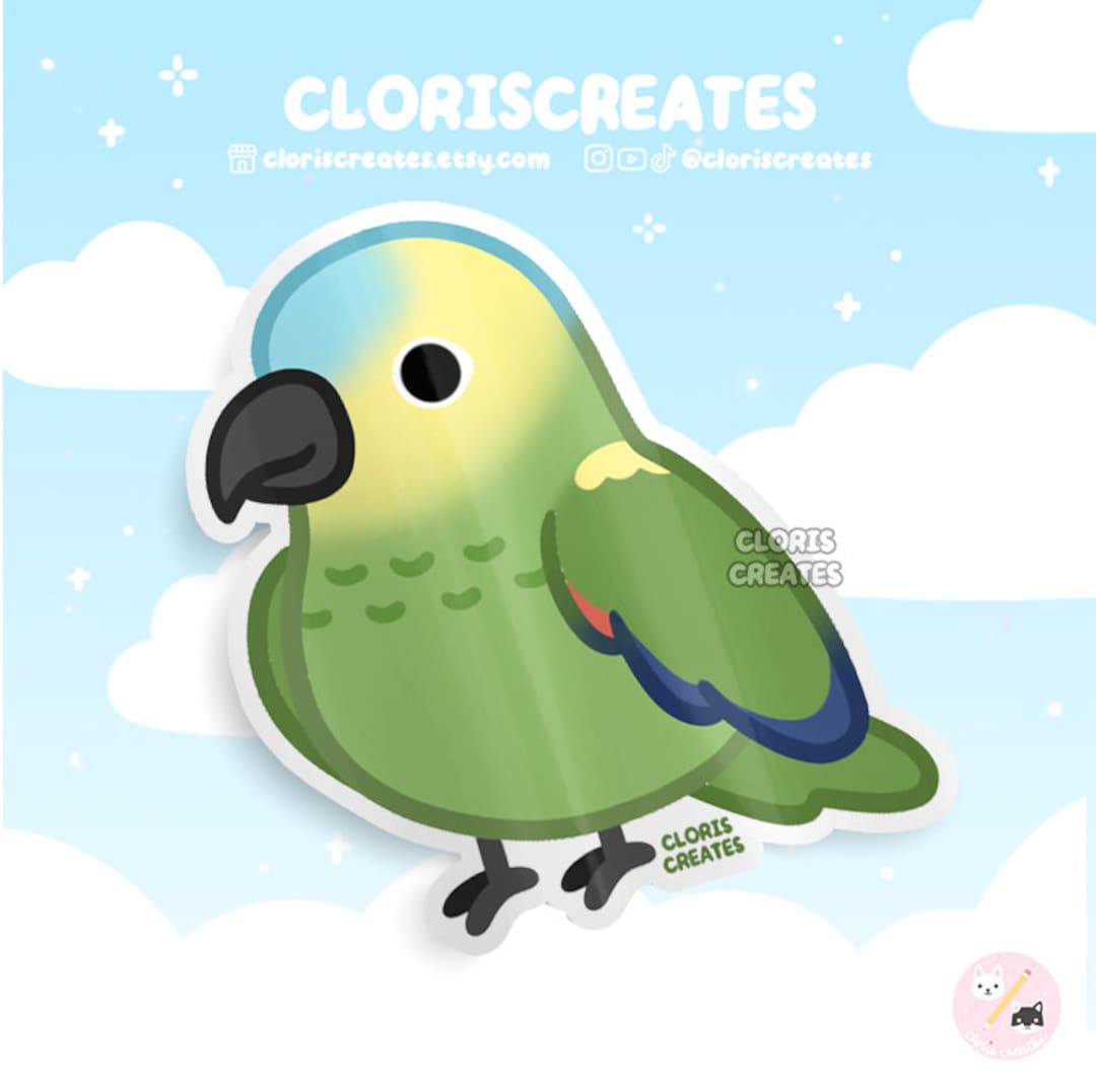 Blue Fronted Amazon Parrot Bird Breed Waterproof Vinyl Sticker | Kawaii ...