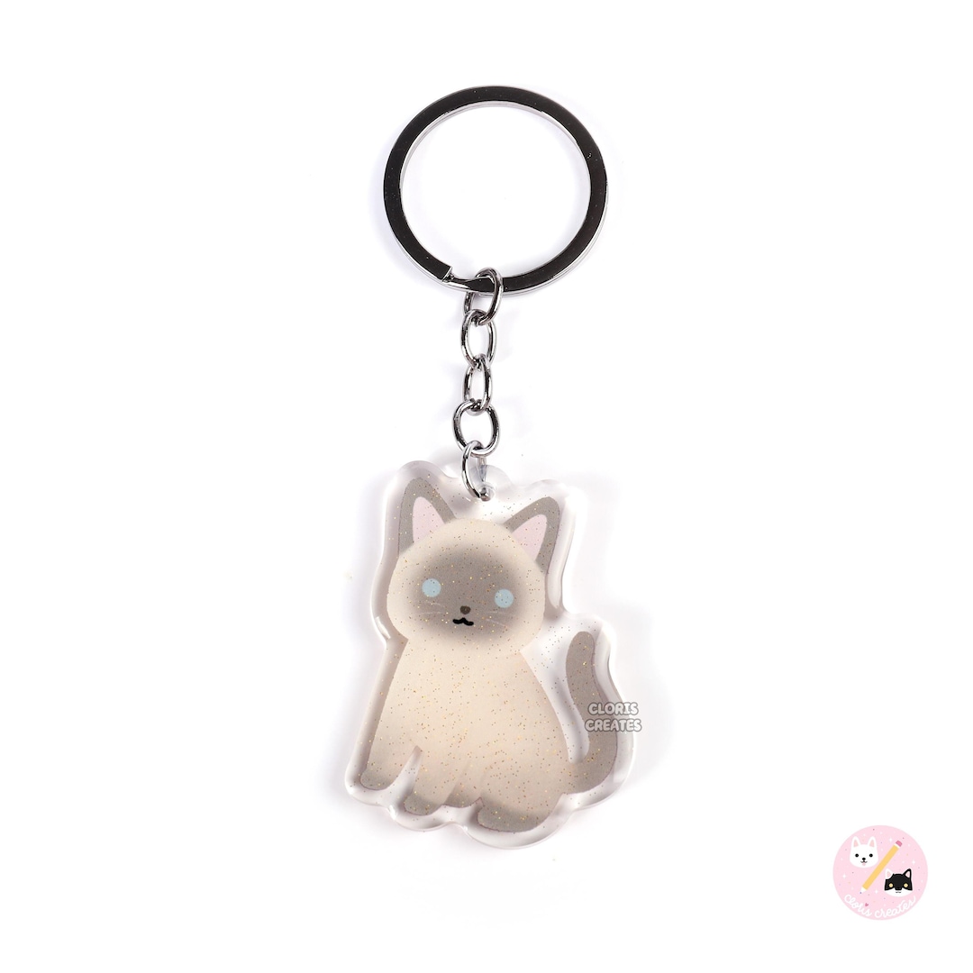 Blue Point Siamese Cat Acrylic Pet Breed Keychain | Cartoon Chibi ...