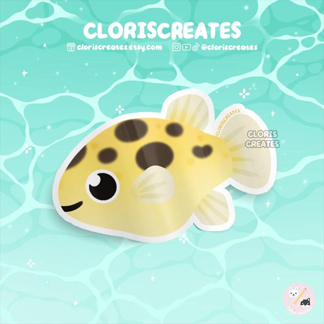 Pea Puffer Fish Waterproof Vinyl Sticker | Chibi Marine Aquatic Animal ...