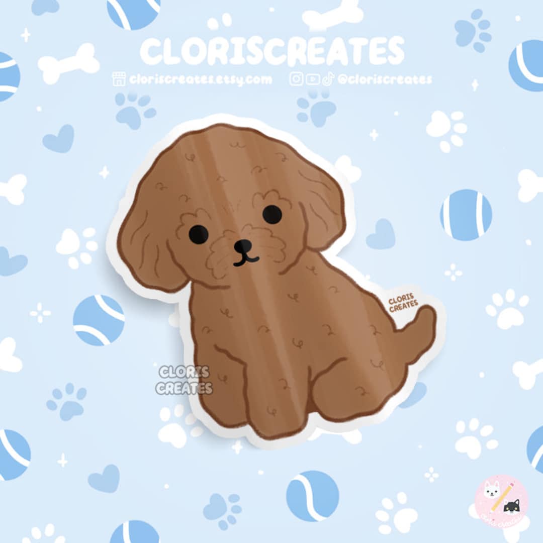Red Mini Toy Poodle Dog Breed Waterproof Vinyl Sticker | Kawaii Chibi ...
