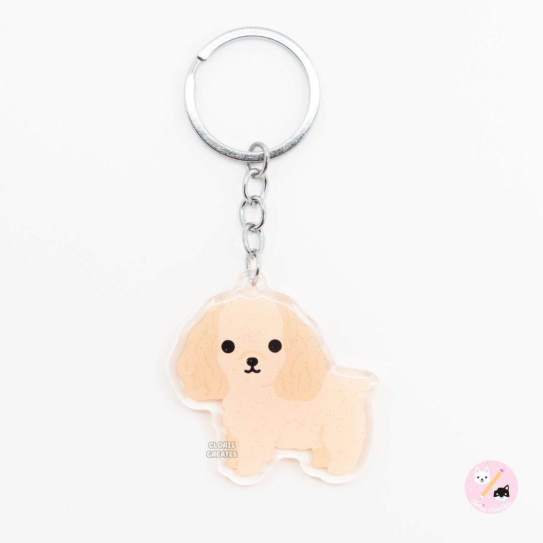 Gold Cocker Spaniel Acrylic Dog Breed Keychain | Cartoon Kawaii Art ...