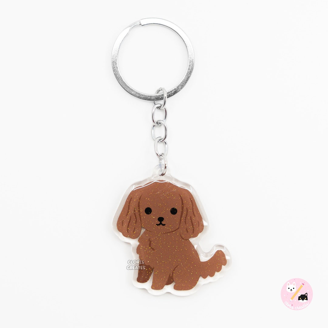 Ruby Red Cavalier King Charles Spaniel Acrylic Dog Keychain | Cartoon ...