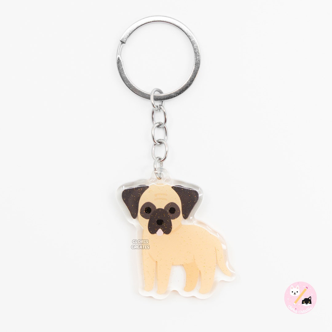 Flopped Fawn Great Dane Mastiff Acrylic Dog Keychain | Cartoon Kawaii ...