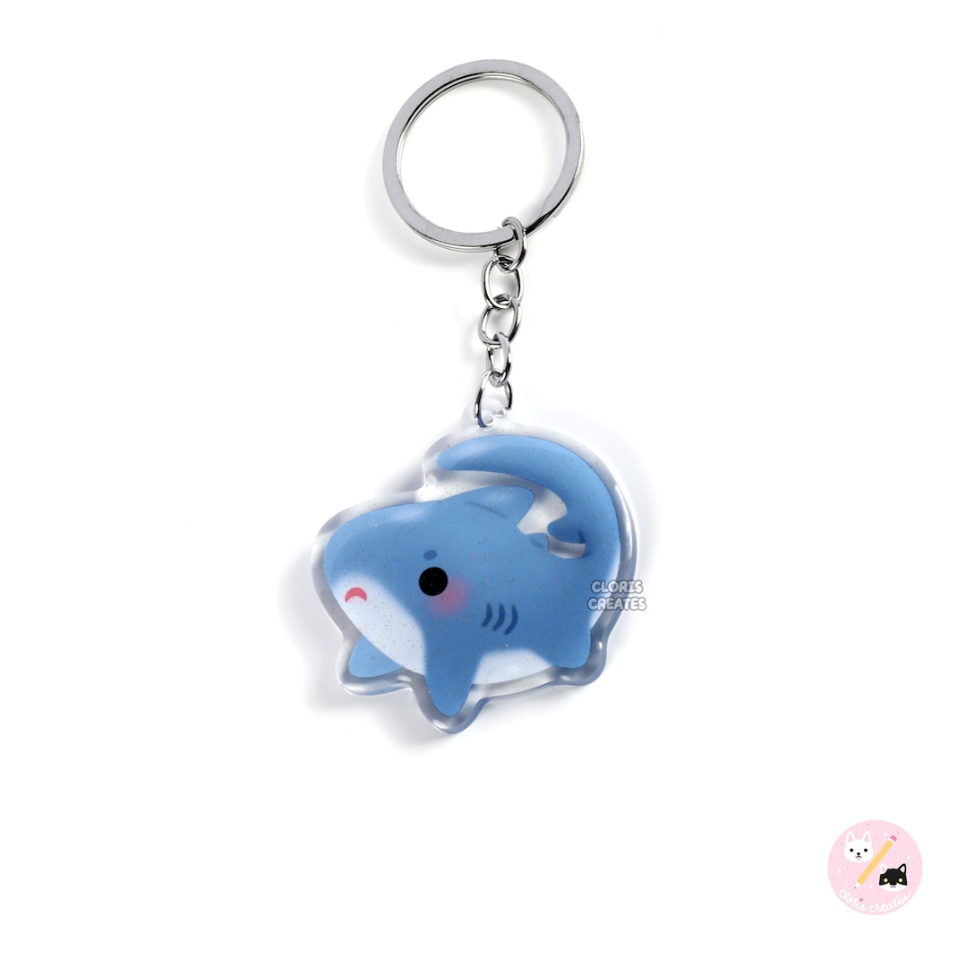Thresher Shark Acrylic Glitter Keychain | Kawaii Chibi Marine Animal ...