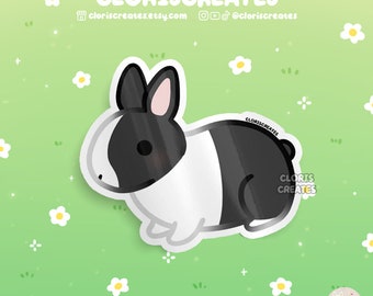 Black Vienna-marked Netherland Dwarf Rabbit Sticker Printed Chibi Dutch ...