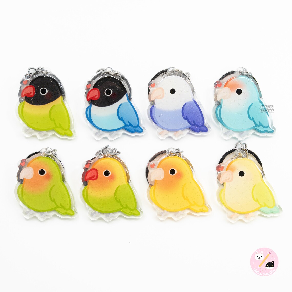 Violet Whitehead Lovebird Acrylic Bird Breed Parrot Keychain | Cartoon ...