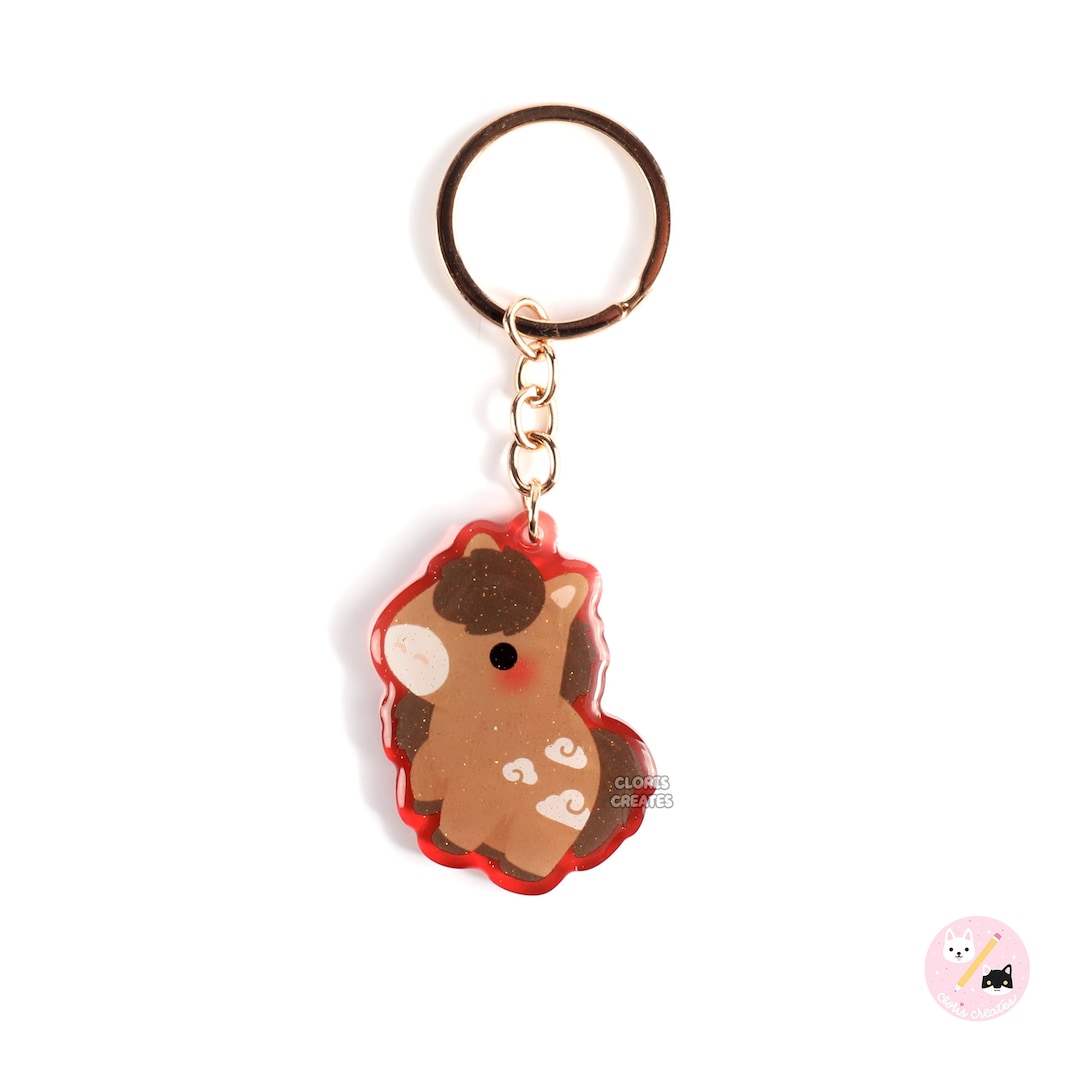 Year of the Horse Acrylic Glitter Keychain | Kawaii Chibi Lunar New ...