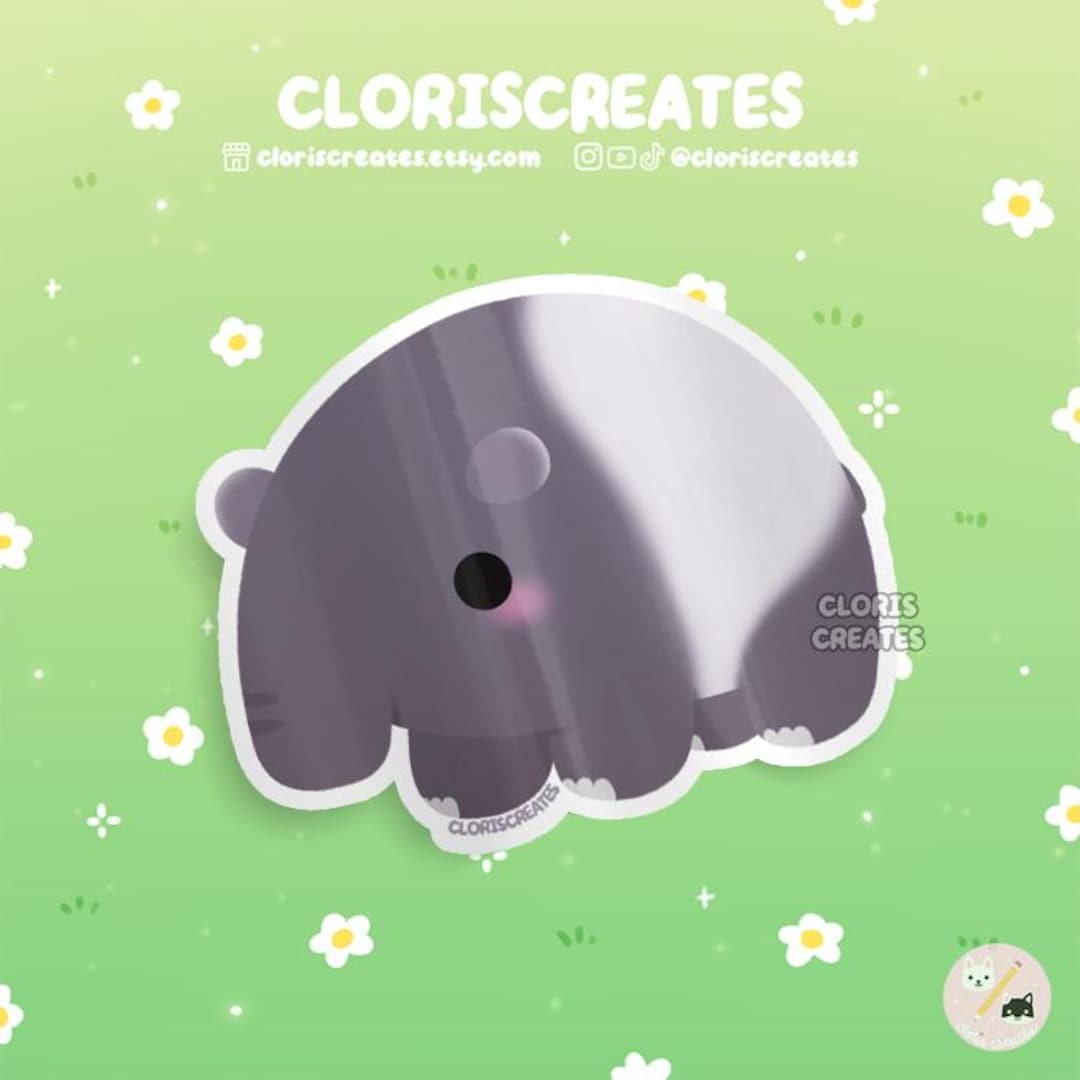 Tapir Waterproof Vinyl Sticker | Kawaii Chibi Wild Animal Lover Art ...