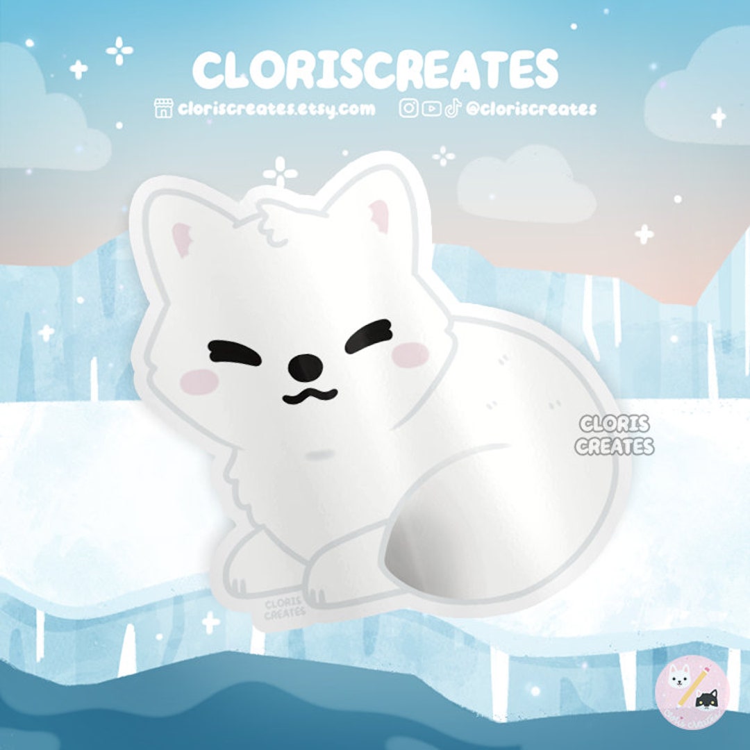 White Arctic Fox Waterproof Vinyl Sticker | Kawaii Chibi Animal Lover ...